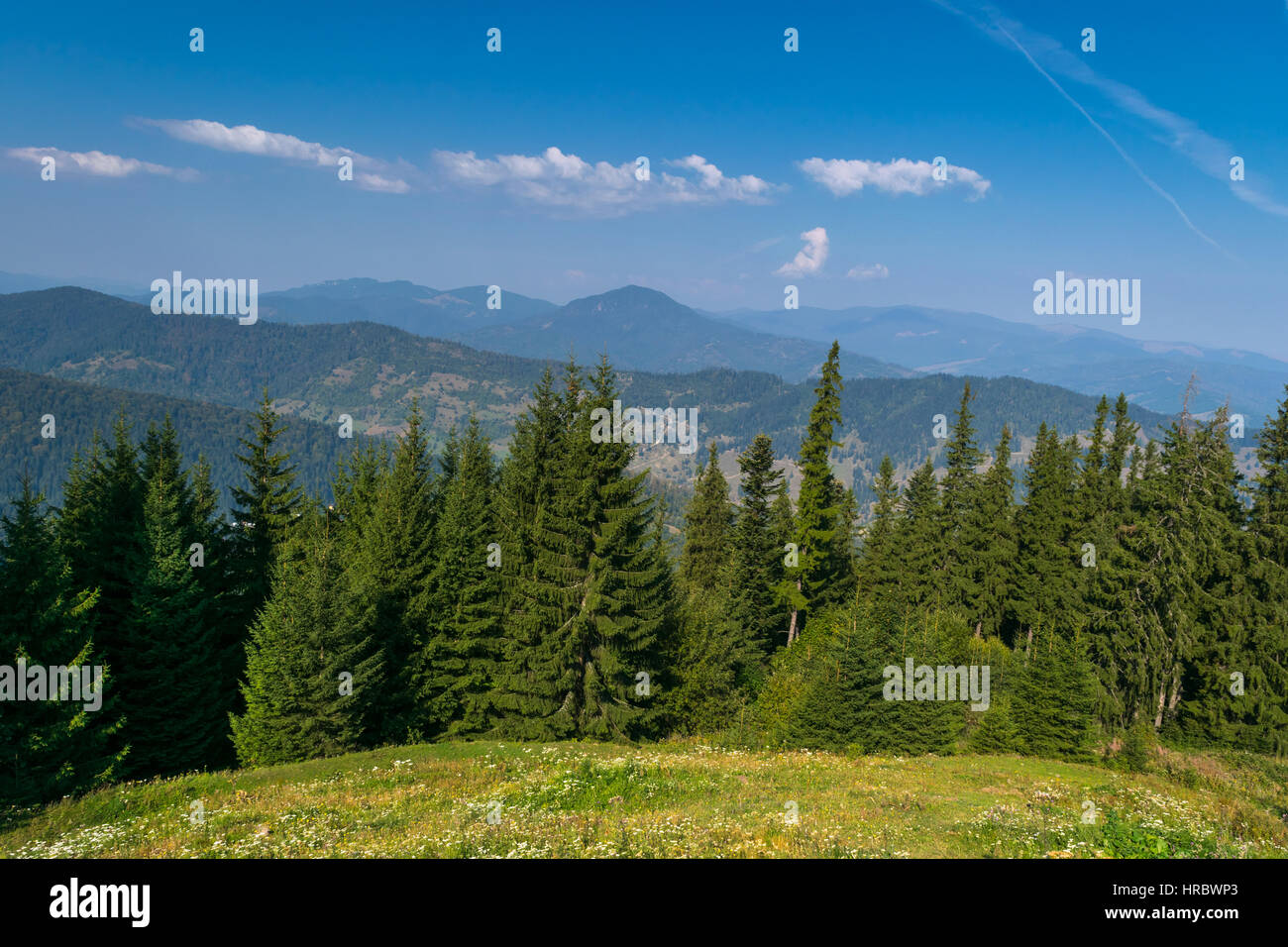 Amazing panorama Ceahlau massif, Eastern Carpathians Mountains, Moldova ...