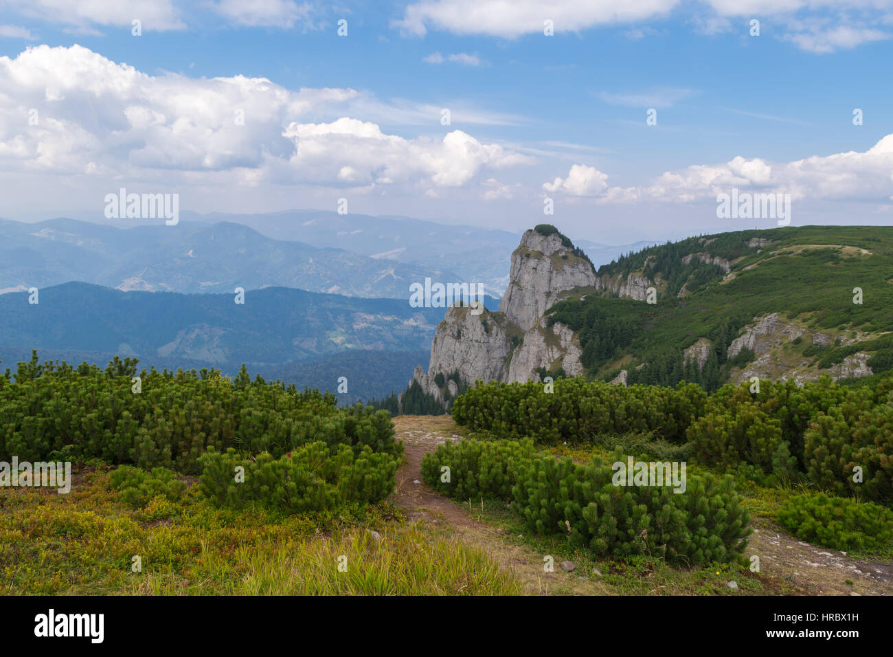 Amazing panorama Ceahlau massif, Eastern Carpathians Mountains, Moldova ...