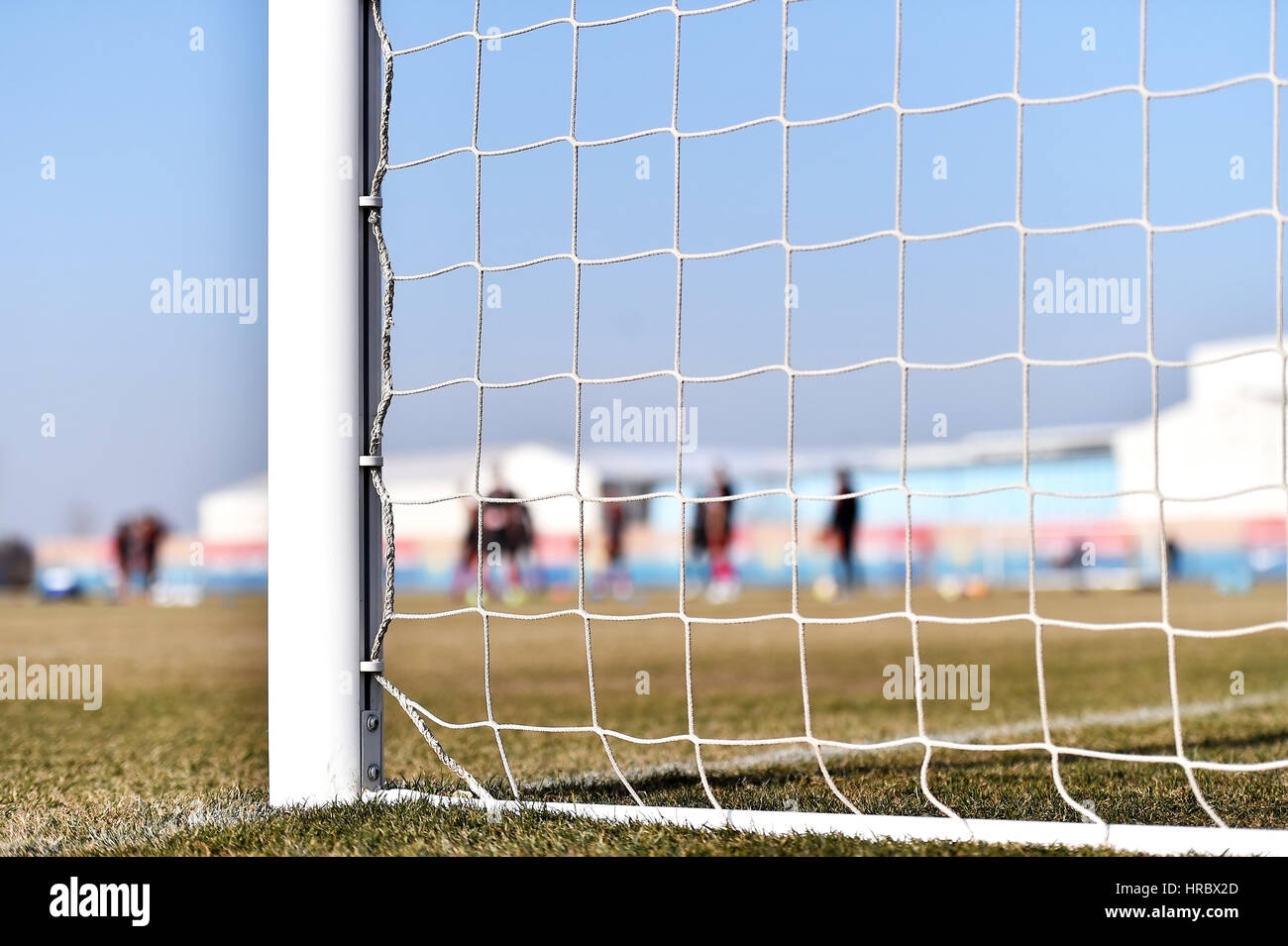 Football pitch stadium goalposts hi-res stock photography and images ...