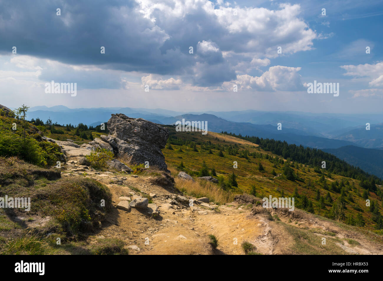 Amazing panorama Ceahlau massif, Eastern Carpathians Mountains, Moldova ...