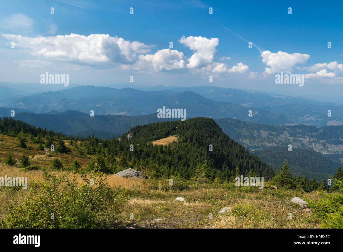 Amazing panorama Ceahlau massif, Eastern Carpathians Mountains, Moldova ...