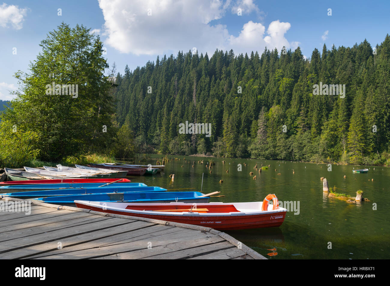 Red Lake (Lacul Rosu), Eastern Carpathians Mountains, Moldavia region ...