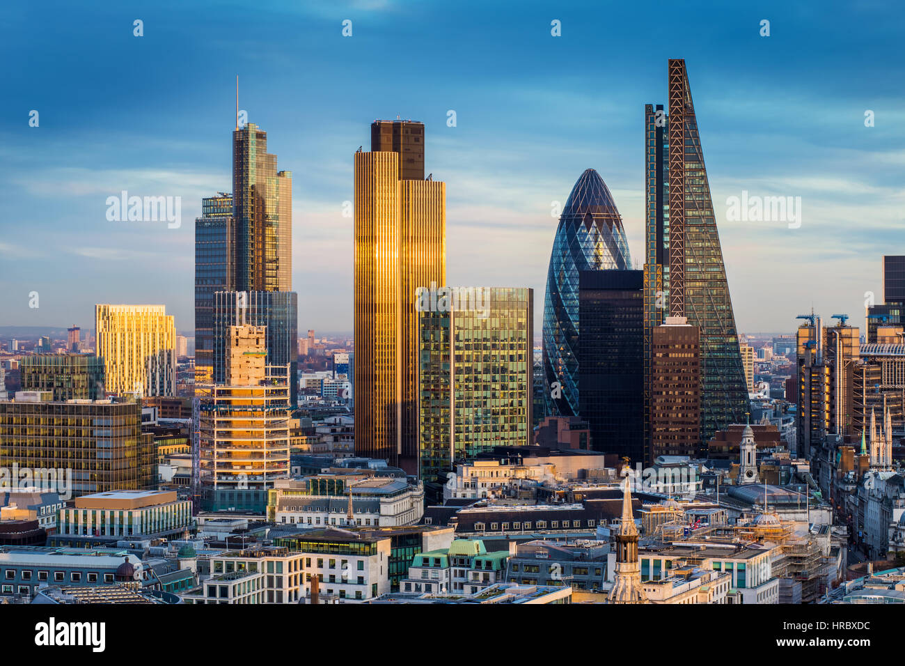 London, UK - The bank district of central London with famous ...