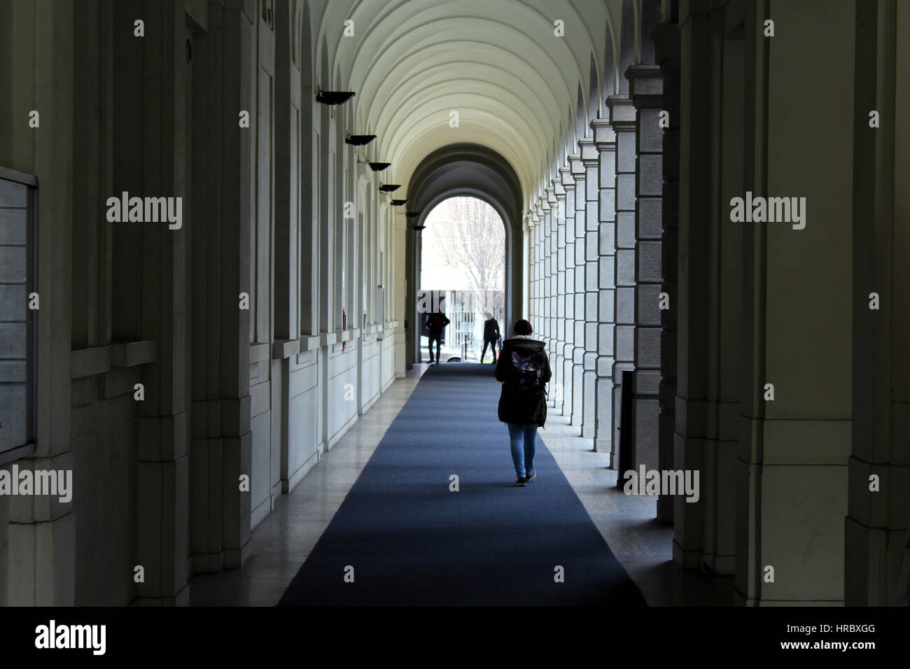 Perspective view of a colonnade gallery Stock Photo - Alamy