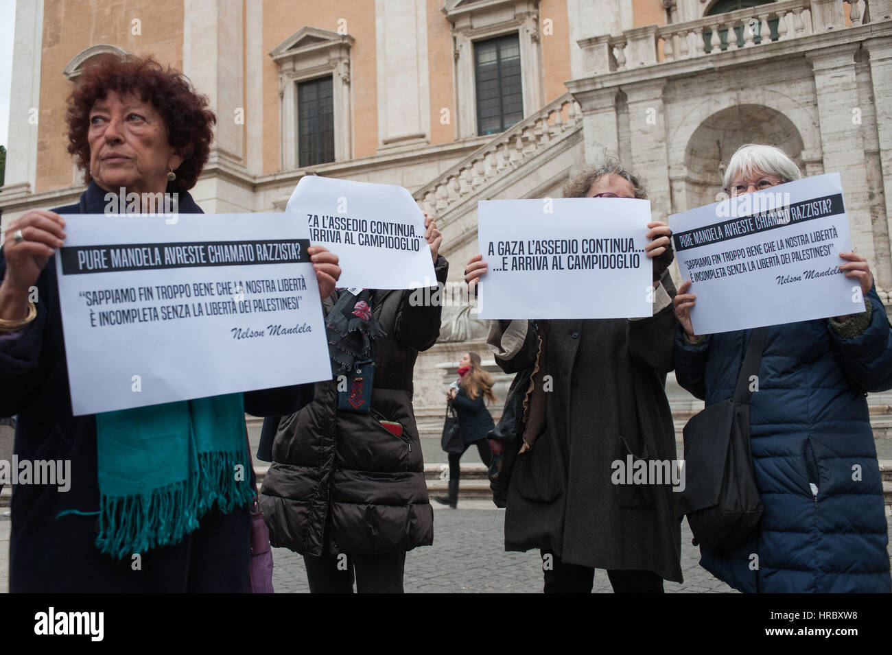 Rome, Italy. 28th Feb, 2017. Meeting in Piazza del Campidoglio with Ann ...