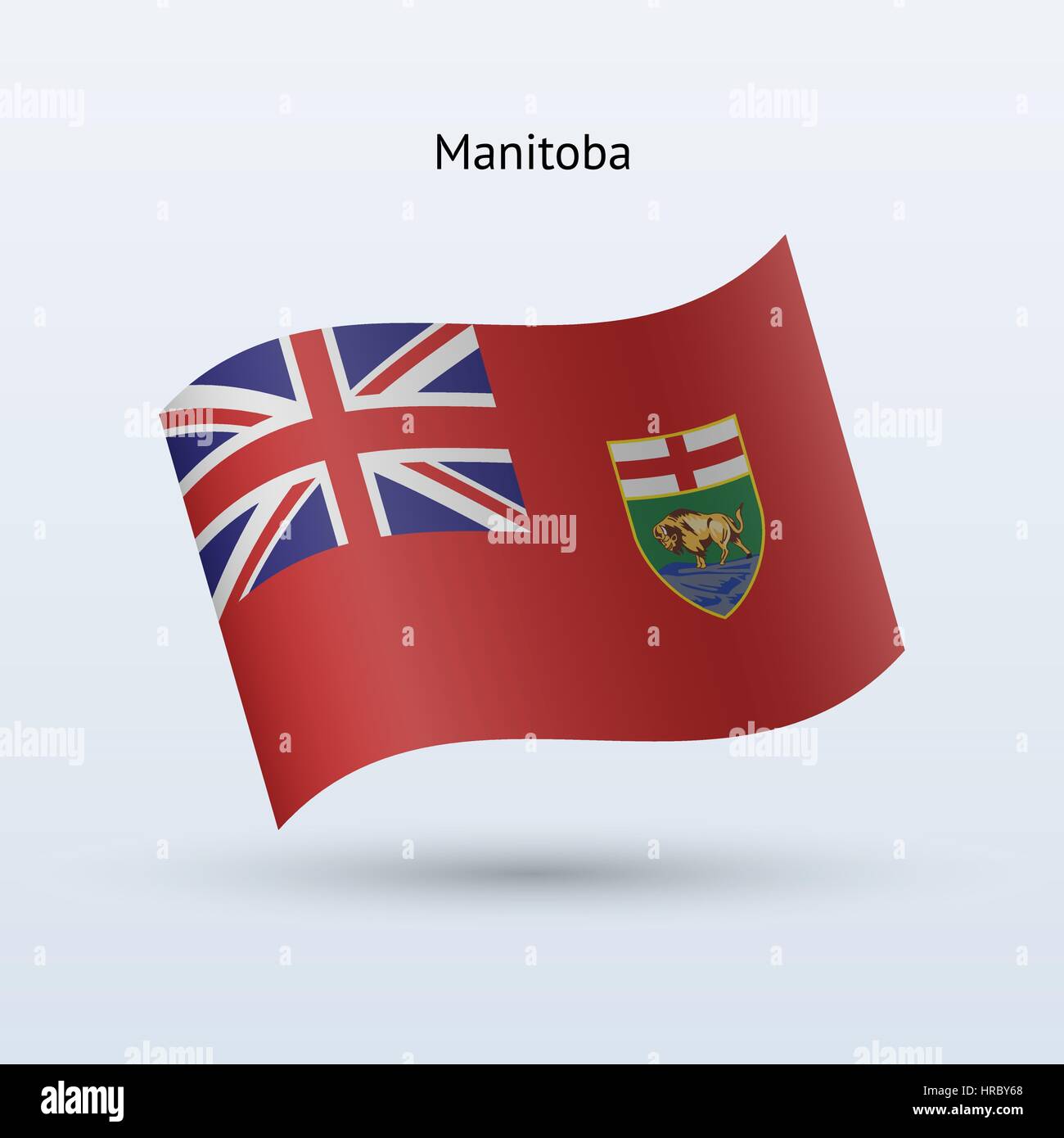 Canadian province of Manitoba flag waving form on gray background ...