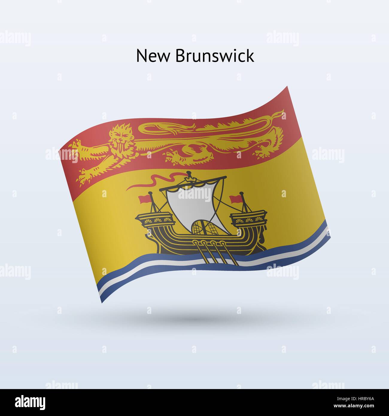 Canadian province of New Brunswick flag waving form on gray background ...