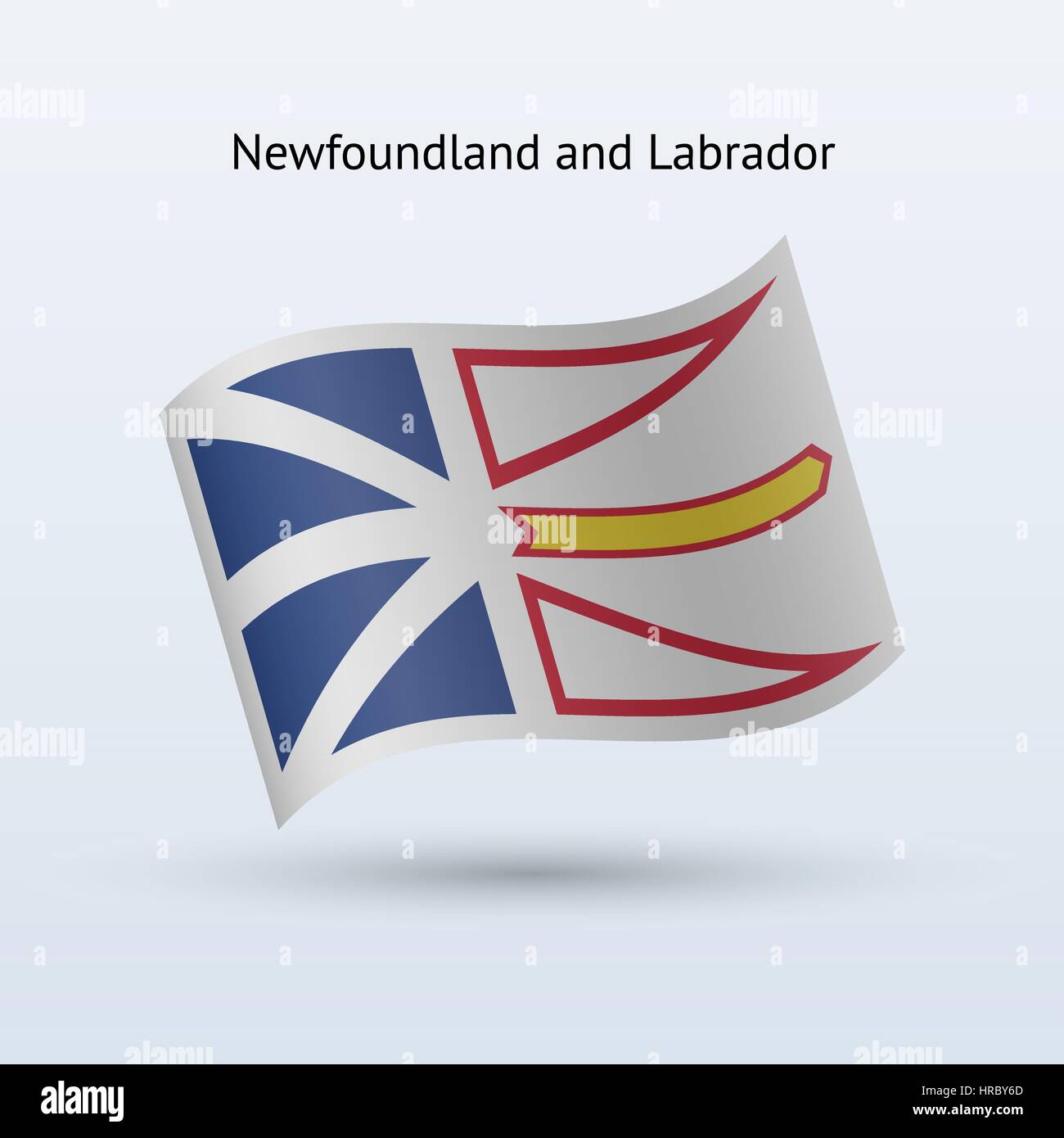 Canadian province of Newfoundland and Labrador flag waving form on gray ...
