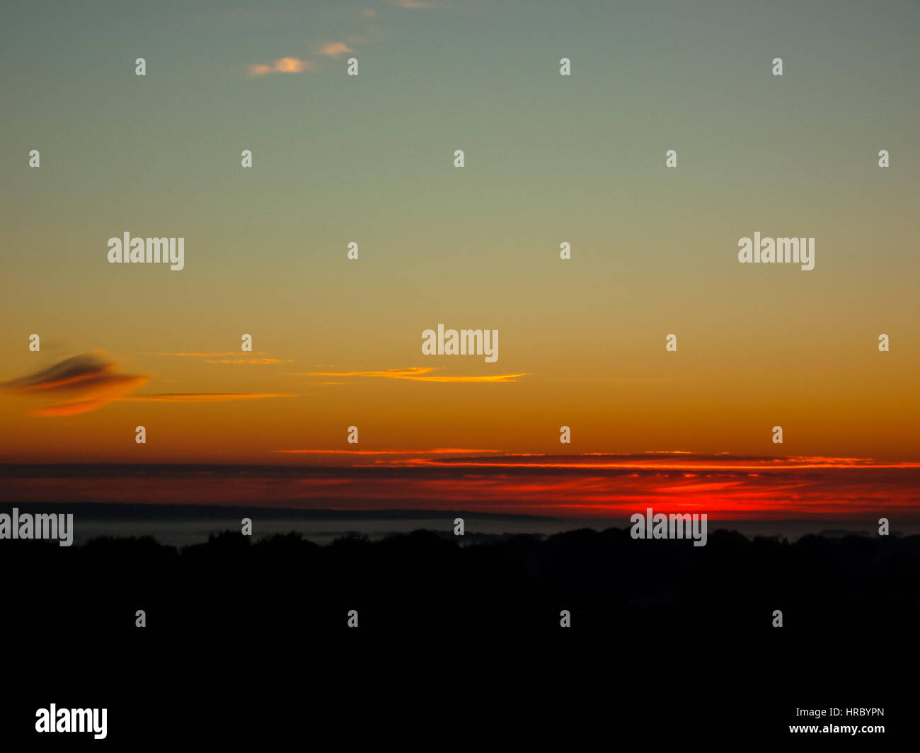 Sunset landscape. Horizon at sunset. Red black paint Stock Photo - Alamy