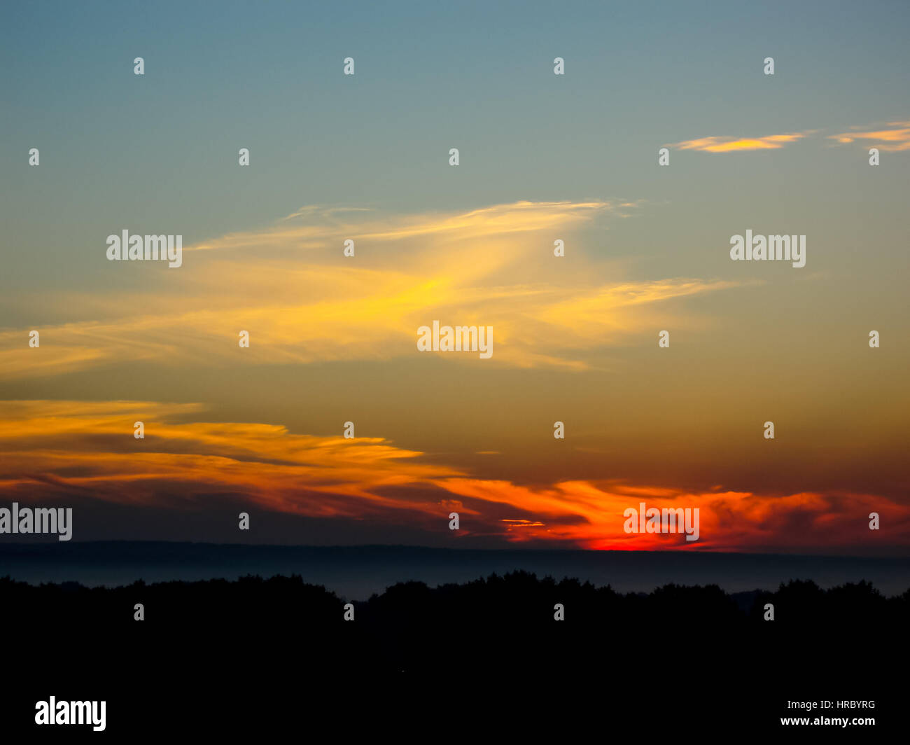 Sunset landscape. Horizon at sunset. Red black paint Stock Photo - Alamy