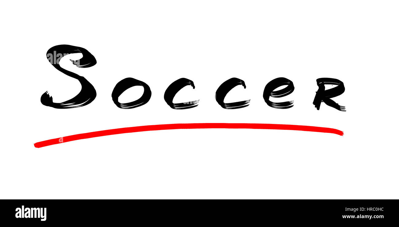 Soccer, isolated calligraphy lettering, word design template Stock ...