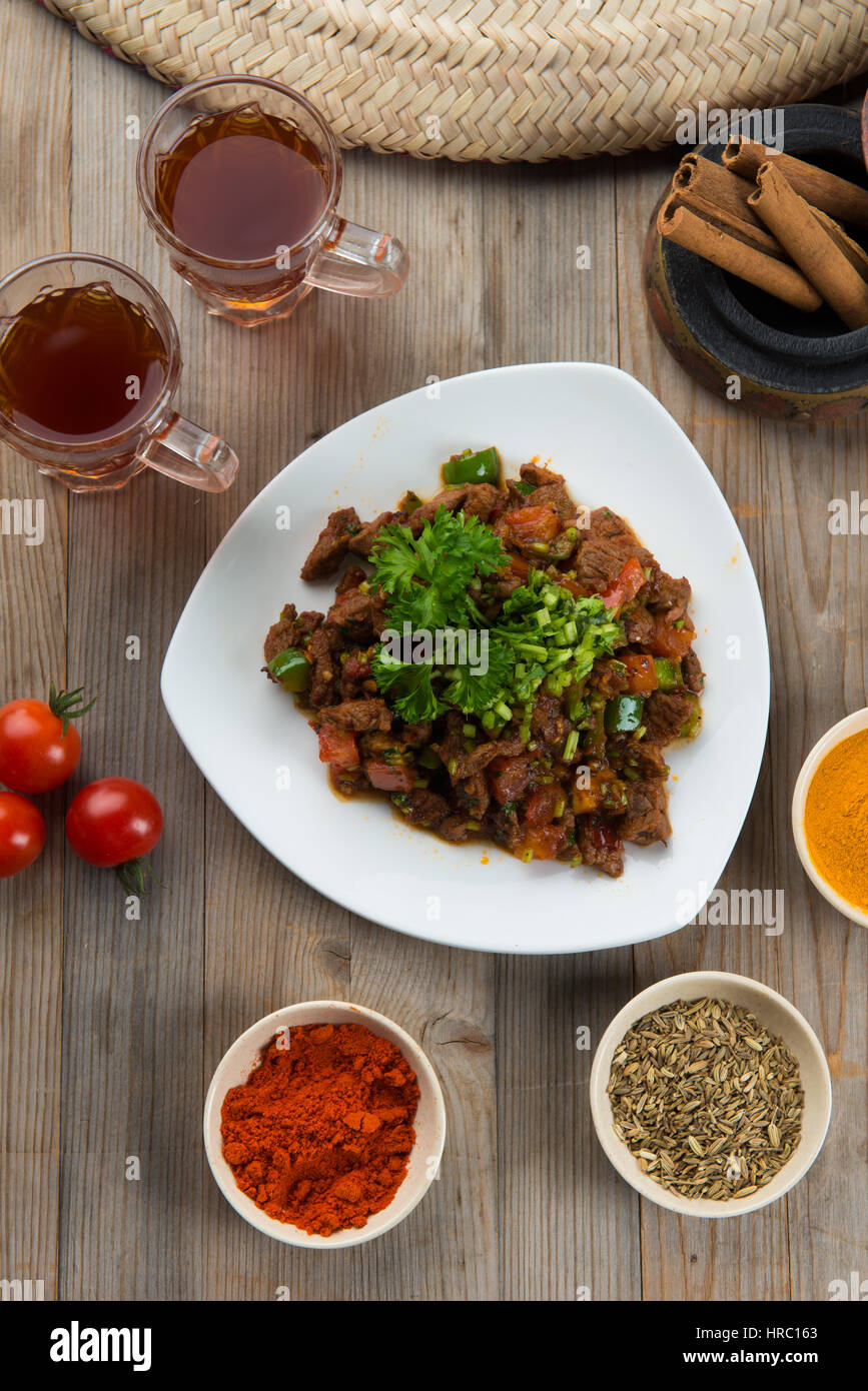 beef liver kebda, mugagal arabic food Stock Photo - Alamy