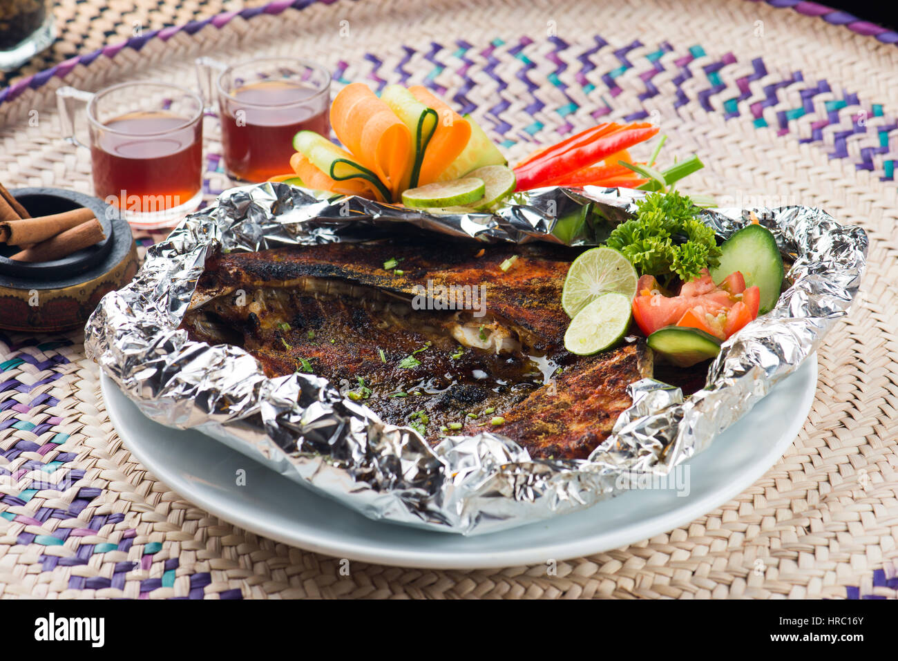 grilled arab fish Stock Photo - Alamy