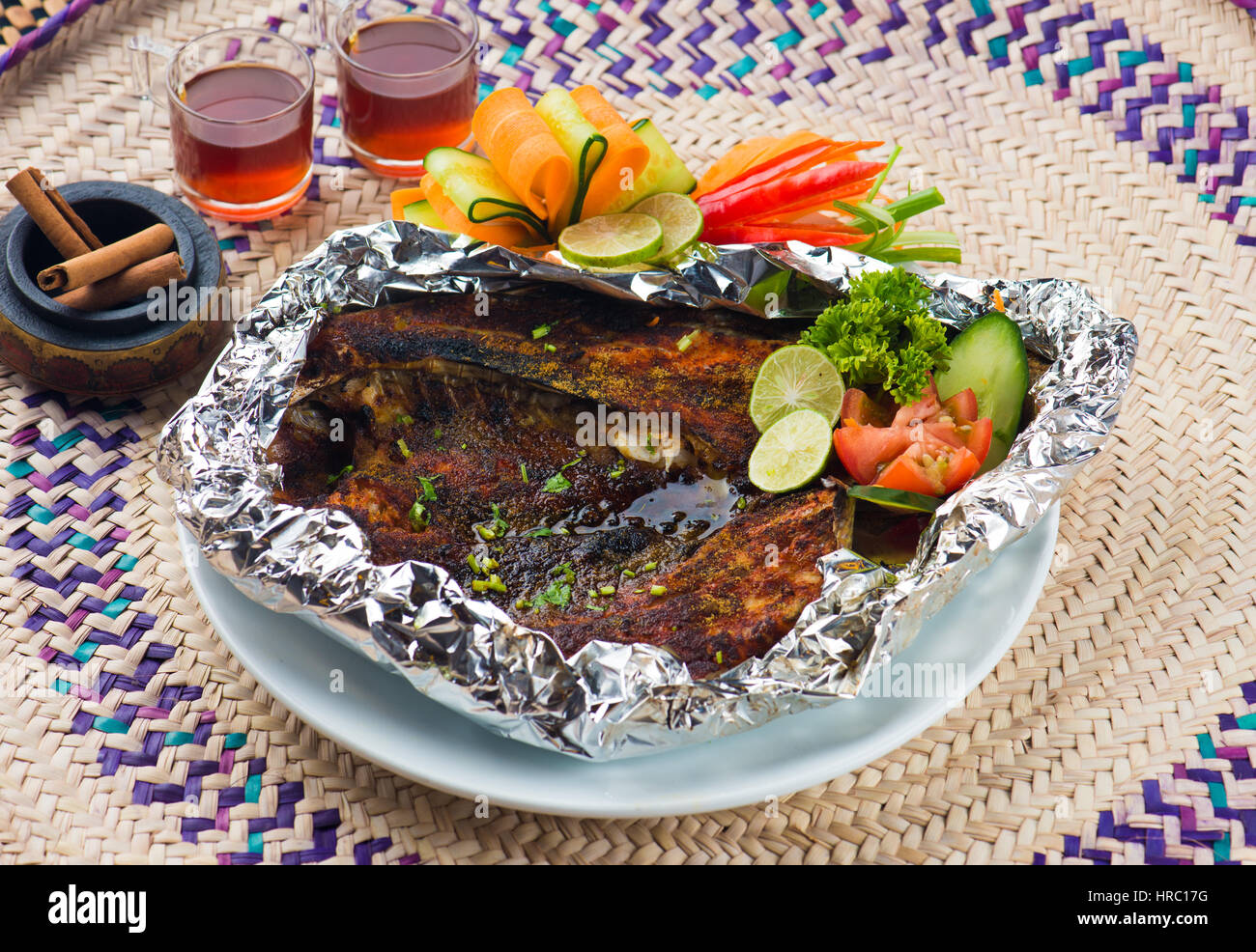 grilled arab fish Stock Photo - Alamy