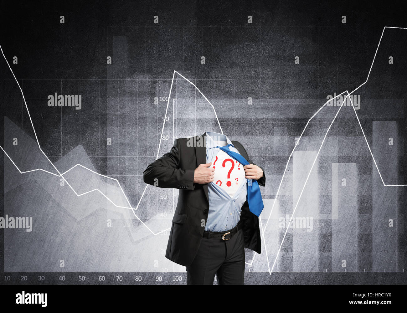 Headless businessman in black suit acting like super hero Stock Photo ...