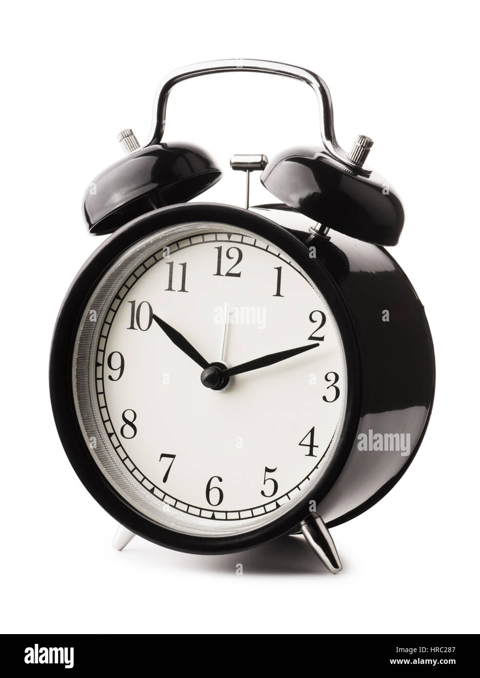 Classical black alarm clock isolated on white background Stock Photo ...