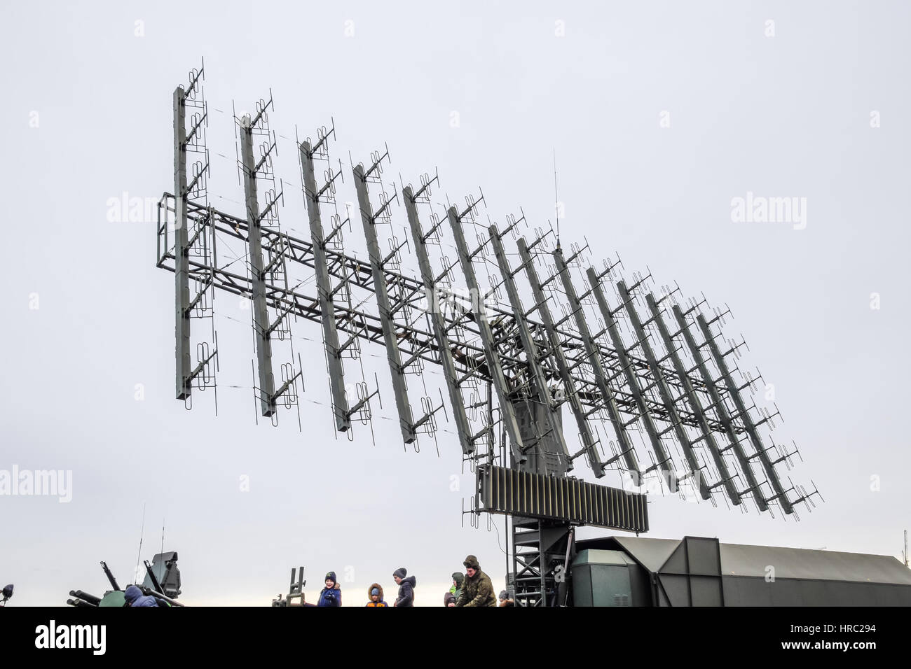 Military radar antenna. A grid of small antennas collected large Stock ...