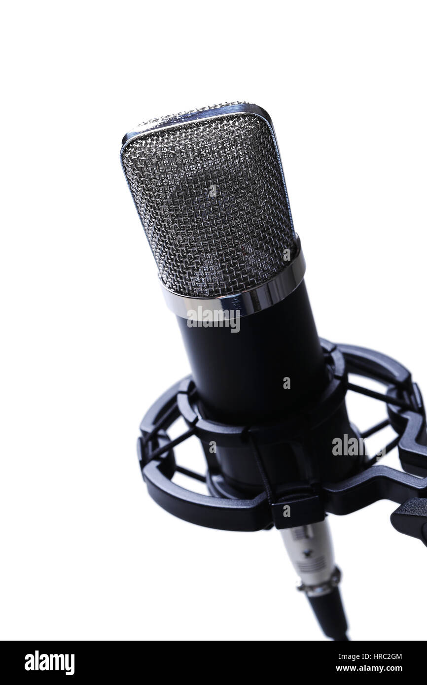 Sound studio. Microphone in close-up Stock Photo - Alamy