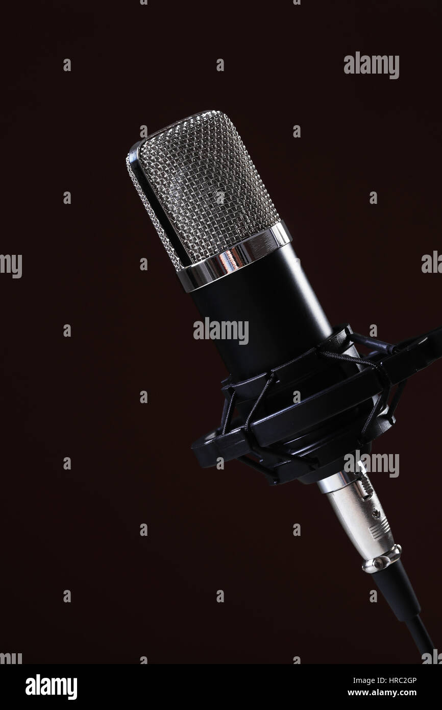 Sound studio. Microphone in close-up Stock Photo - Alamy