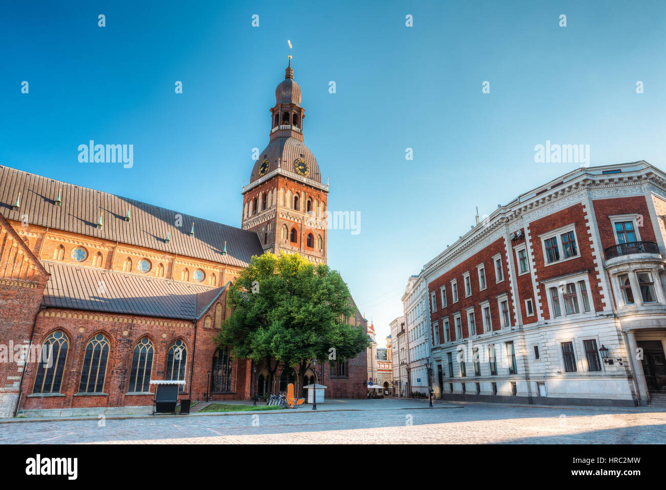 Riga, Latvia. View Of Dome Square And Dome Cathedral In Sunny Evening ...