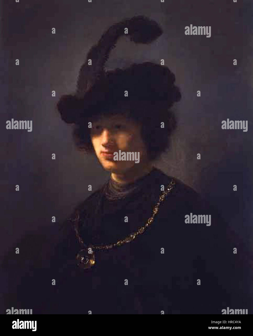 Rembrandt - Portrait of a Man with a Plumed Hat Stock Photo - Alamy