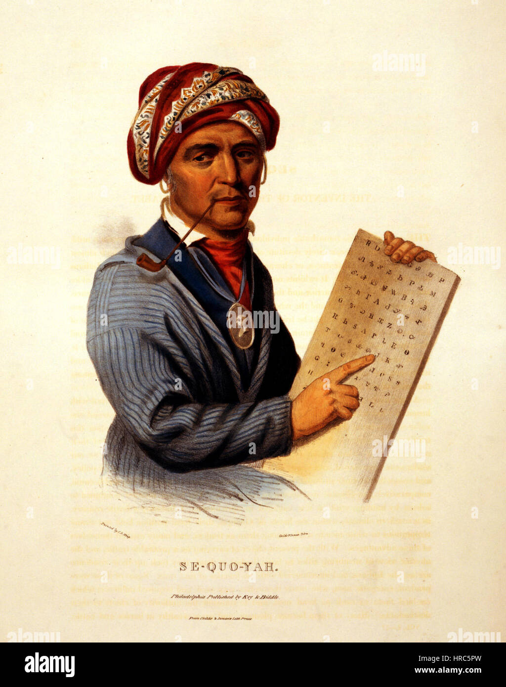 Sequoyah, Cherokee inventor, by C.B. King, 1836 Stock Photo - Alamy