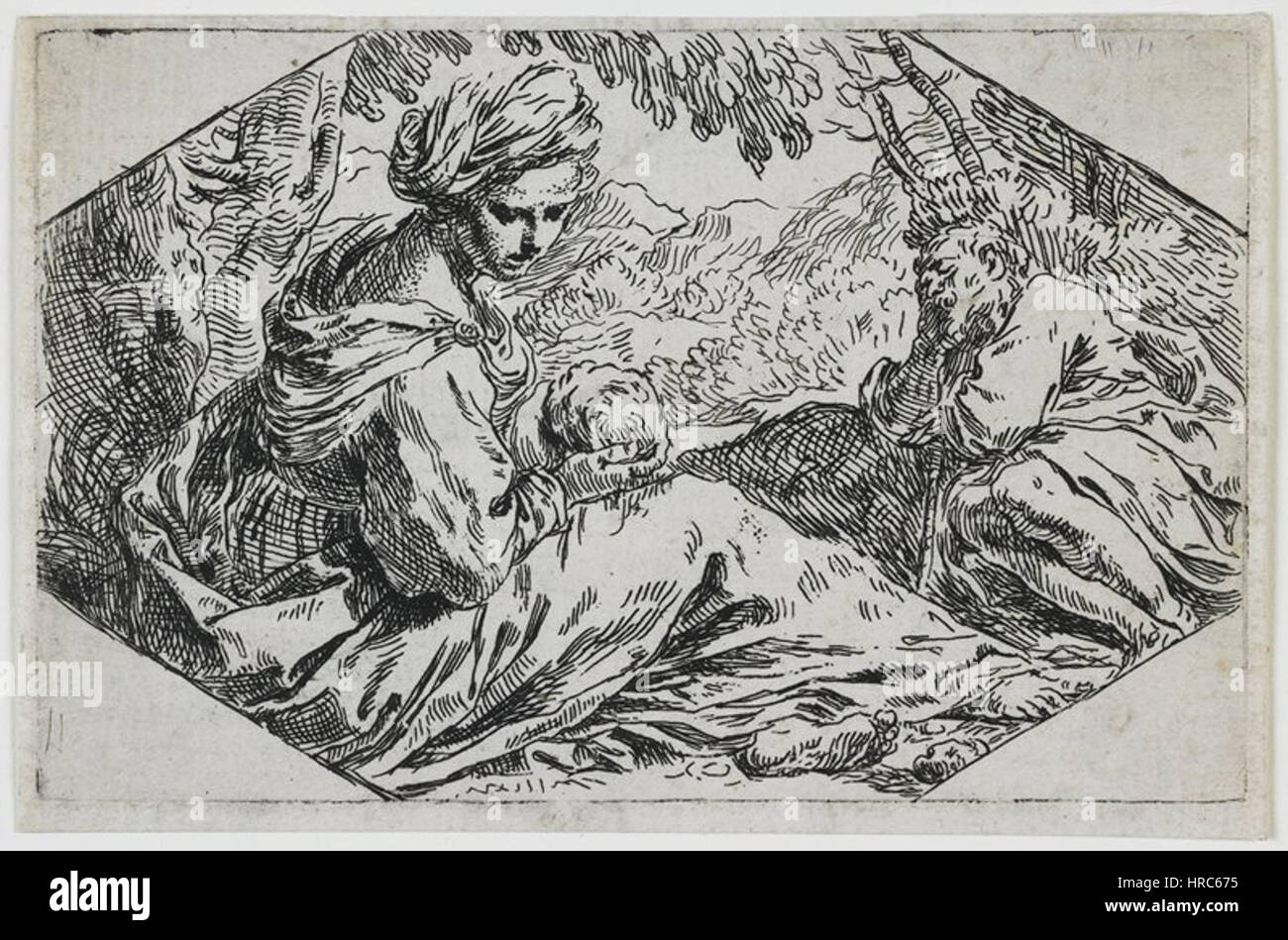 Simone Cantarini - The Rest on the Flight into Egypt Stock Photo - Alamy