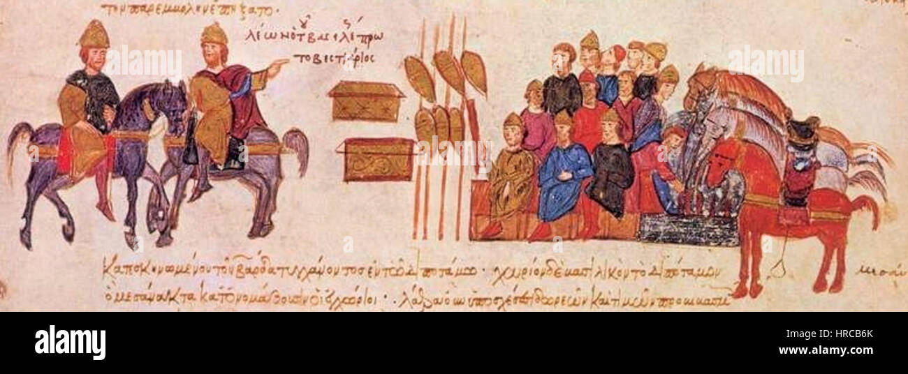 Protovestiarius Leo trying to win over the army of Skleros Stock Photo ...
