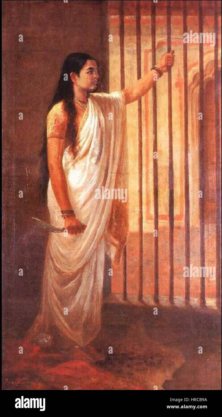 Raja Ravi Varma, Lady in Prison Stock Photo - Alamy