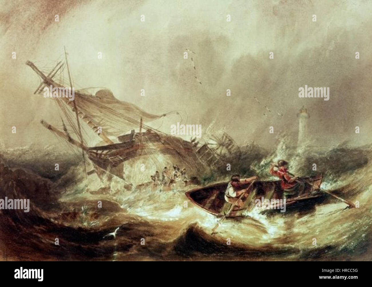 This maritime scene by John Wilson Carmichael shows sailors rowing to ...