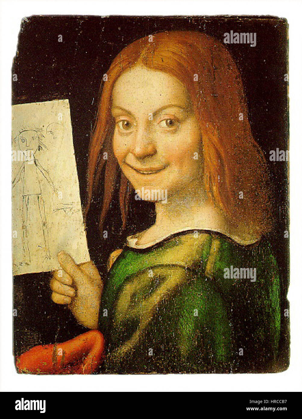 Ritratto di fanciullo con disegno Giovanni Francesco Caroto Stock Photo ...