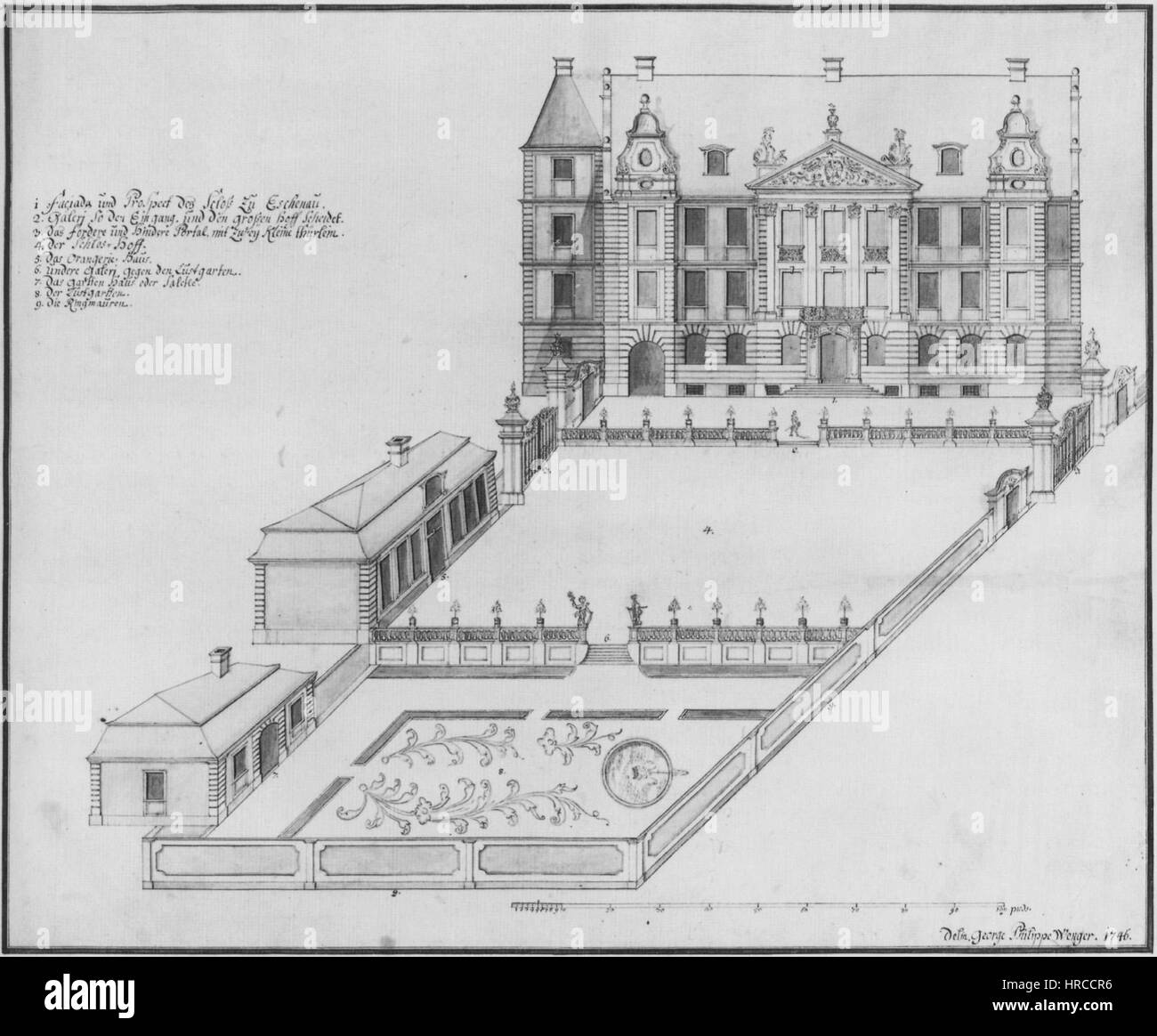 Schloss Eschenau Plan 1746 Georg Philipp Wenger Stock Photo - Alamy