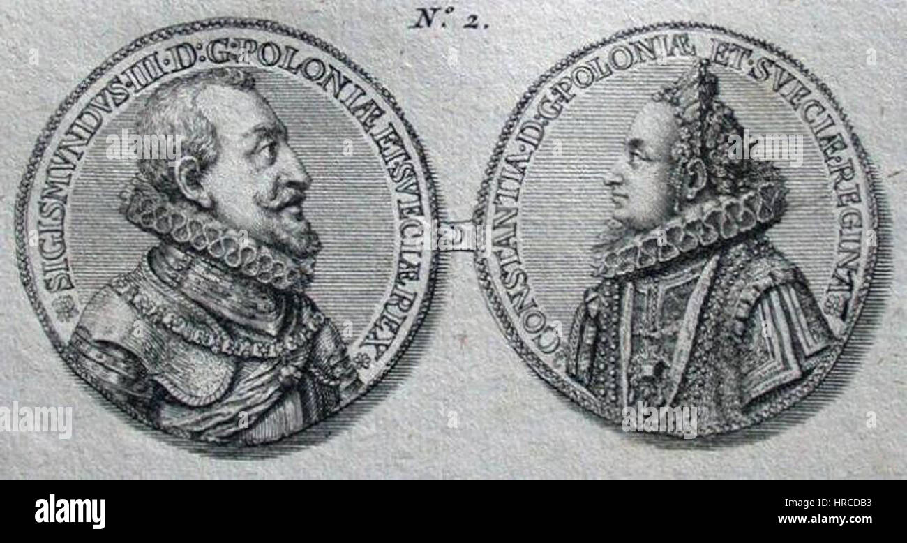 Sigismund Vasa, King of Poland, and Constance of Austria are depicted ...