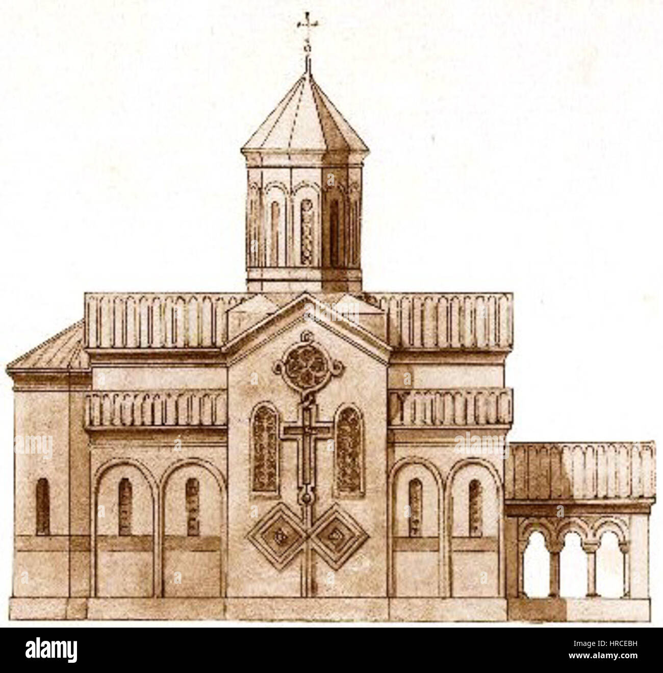 Rear facade of a church, drawn by Prince Gagarin Stock Photo - Alamy