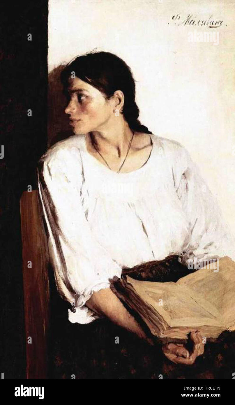 Reading. Portrait of Alexandra Andr. Malyavina by F. Malyavin (1895 ...
