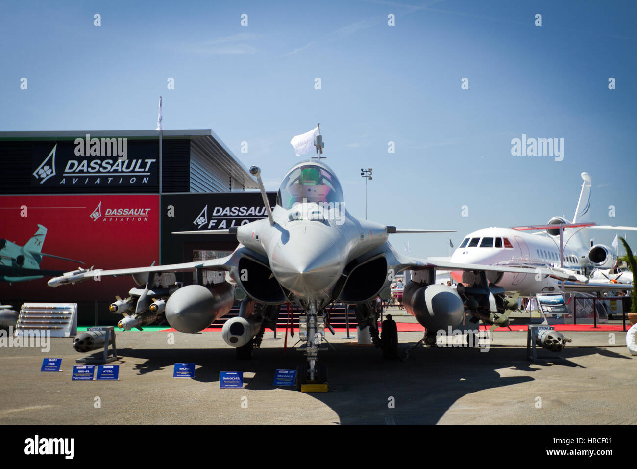 Front view of military jet fighter Dassault Rafale on Le Bourget air ...