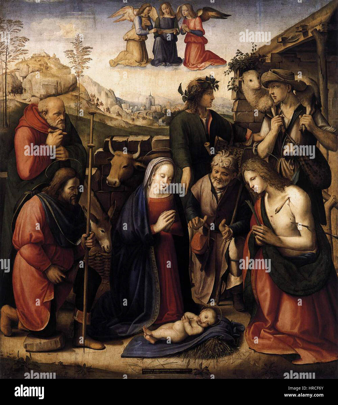 Ridolfo del Ghirlandaio's painting 'Adoration of the Shepherds' depicts the Nativity scene with ...