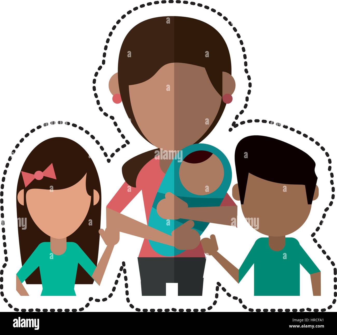 cartoon mom with childrens and baby Stock Vector Image & Art - Alamy