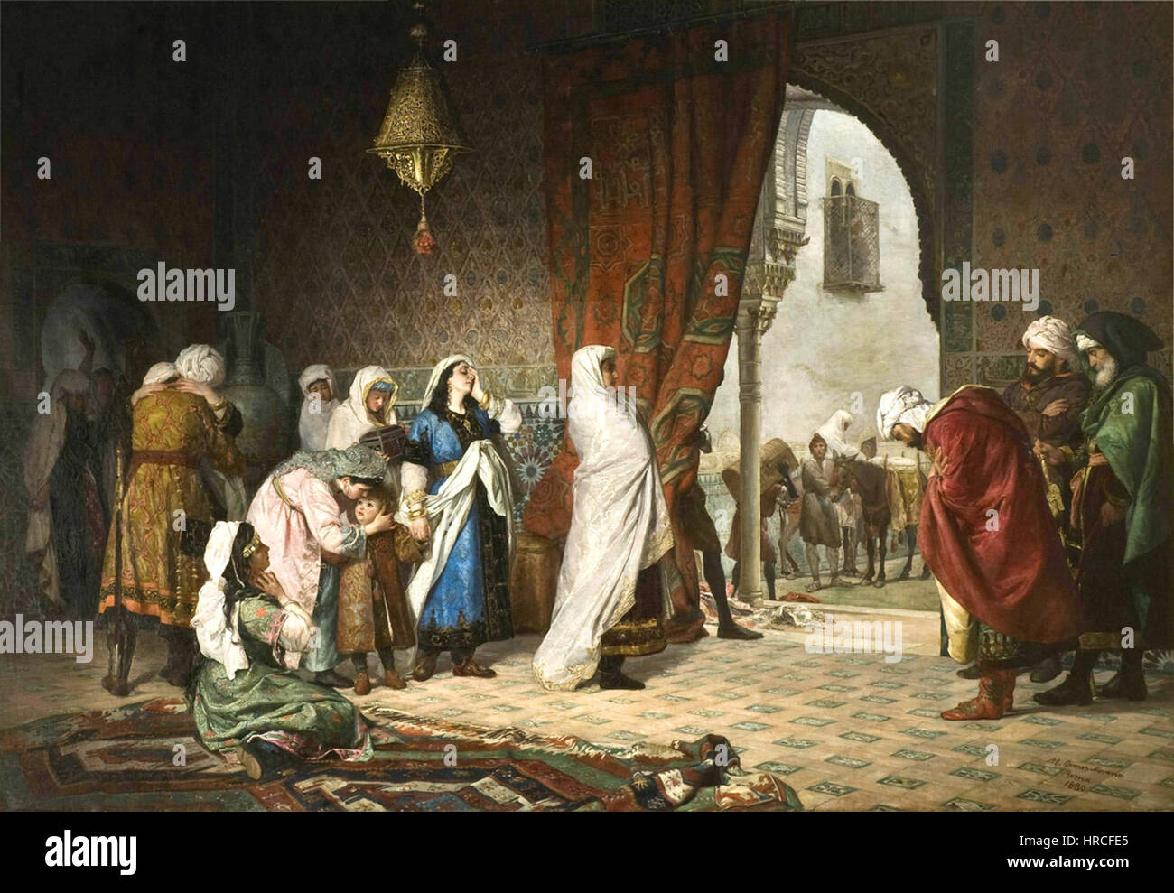 This artwork depicts the dramatic departure of Boabdil and his family ...