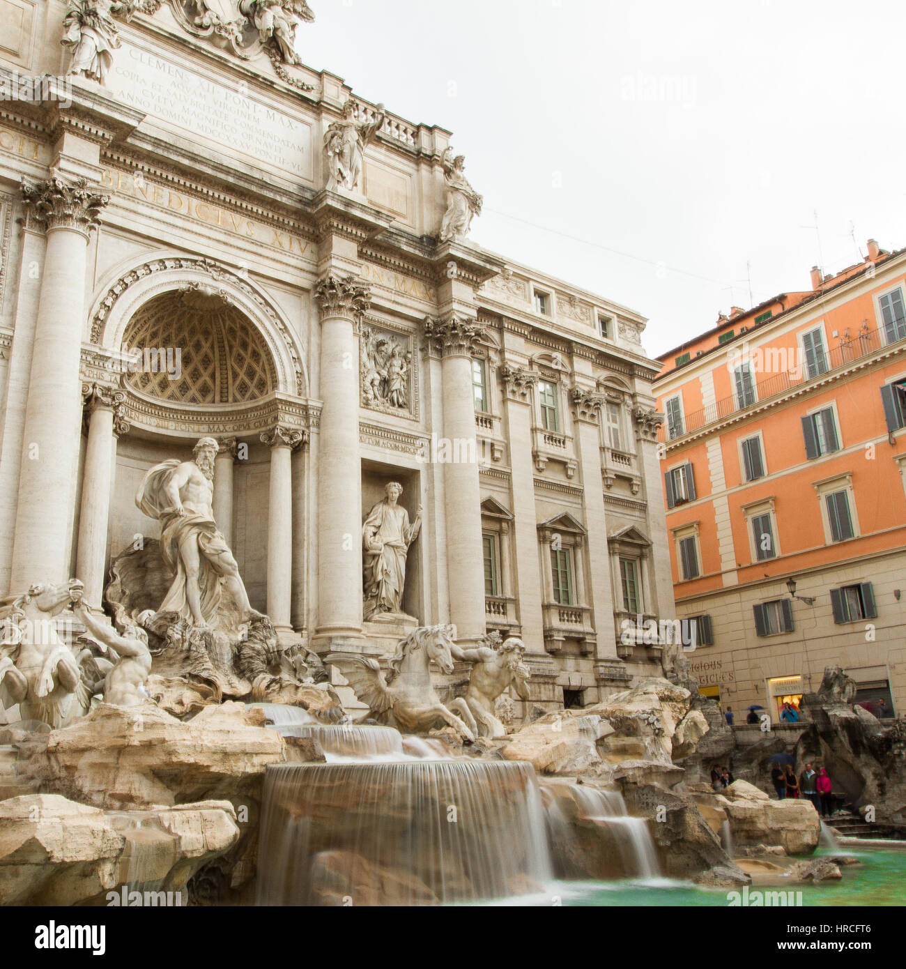 Close up view of the famous Trevi Fountain, Rome, the largest Baroque ...