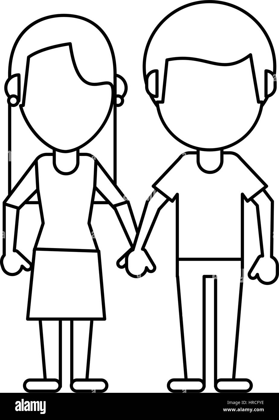 couple love hing hands thin line Stock Vector Image & Art - Alamy
