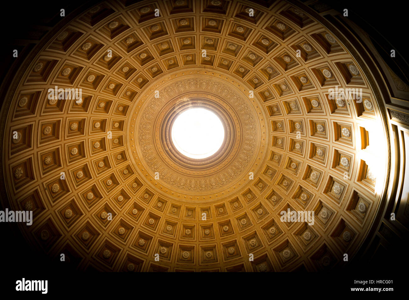 Dome vault from inside with round light window in center Stock Photo ...