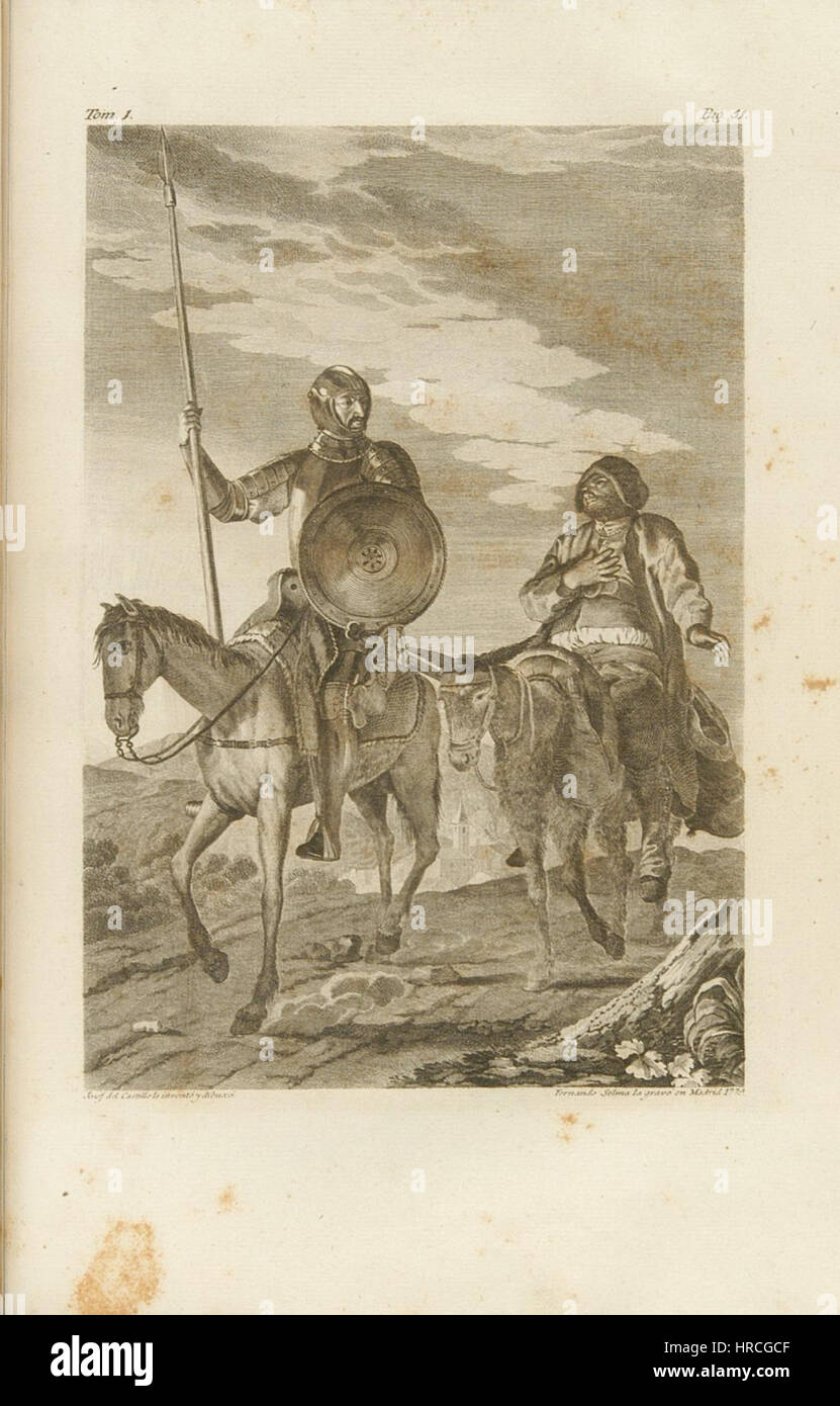 This artwork depicts Don Quixote and his loyal companion Sancho Panza ...