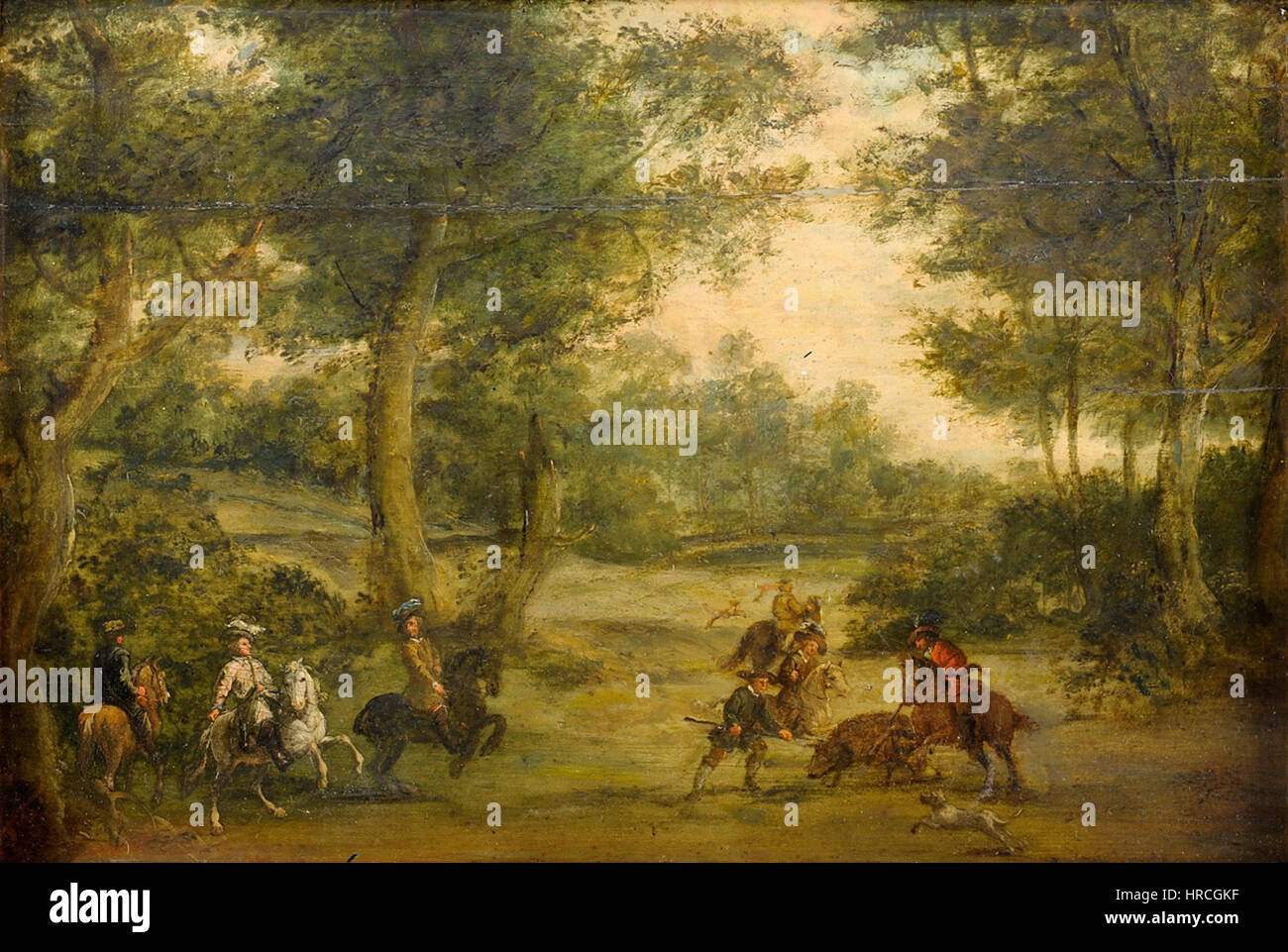 'Schwarzwildjagd' (Wild Boar Hunt) from the 17th century depicts a ...