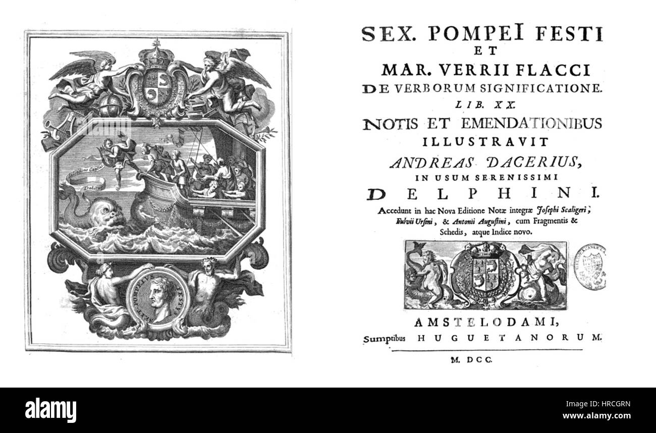 Sextus Pompeius Festus - De verborum significatu - 1700 Stock Photo - Alamy