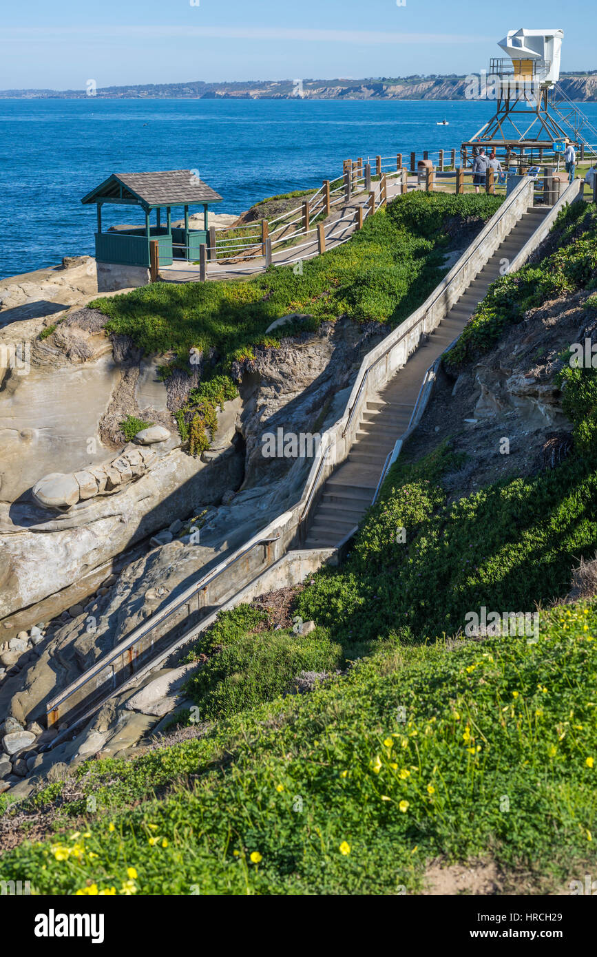 Stairs leading down to Shell Beach. La Jolla, California Stock Photo ...