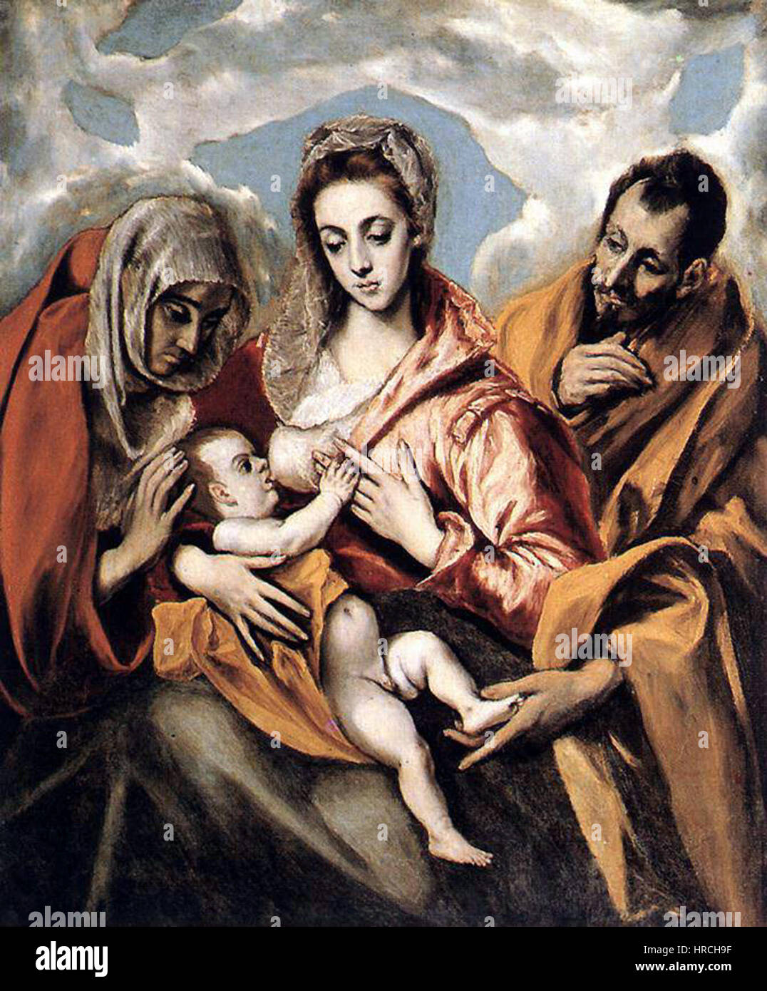 This painting titled 'Sagrada Familia con Santa Ana' by Tavera depicts ...