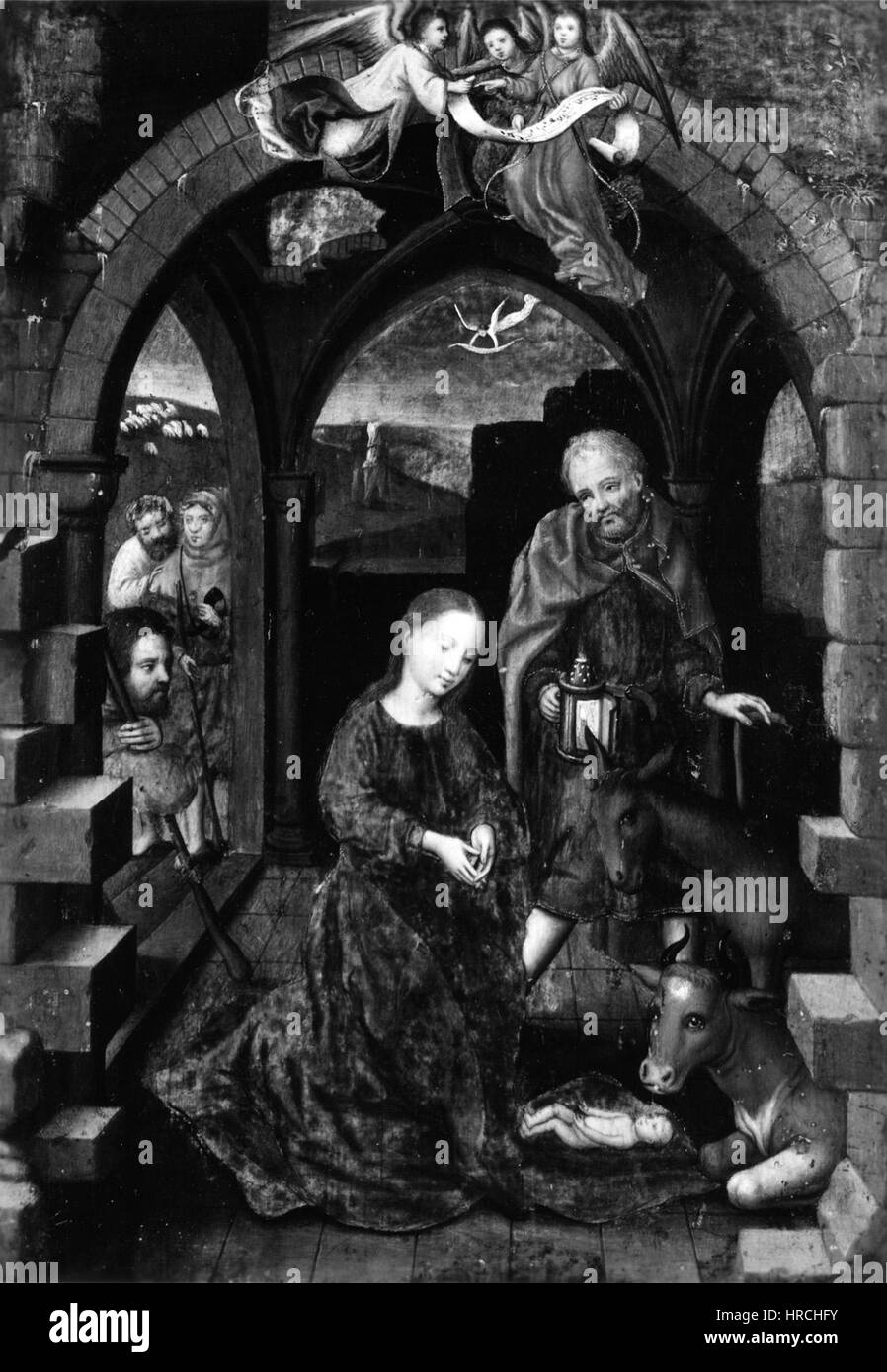 The nativity with the adoration of the shepherds hi-res stock ...
