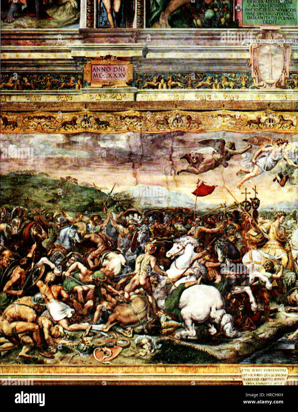 Raphael's painting 'Constantine at Milvian Bridge' depicts the historical moment of Constantine ...