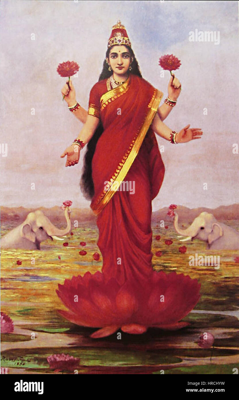Raja Ravi Varma, Goddess Lakshmi, 1896 Stock Photo - Alamy